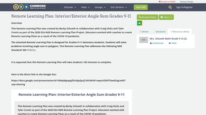 Remote Learning Plan: Interior/Exterior Angle Sum Grades 9-11 | OER Commons