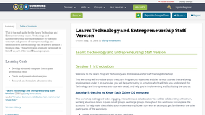 Learn: Technology and Entrepreneurship Staff Version | OER Commons