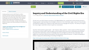 Inquiry and Understanding of the Civil Rights Era | OER Commons