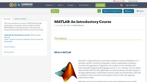 MATLAB: An Introductory Course | OER Commons