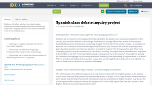 Spanish class debate inquiry project | OER Commons