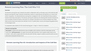 Remote Learning Plan: The Cold War 9-12 | OER Commons