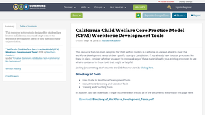California Child Welfare Core Practice Model (CPM) Workforce Development Tools | OER Commons