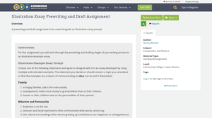 Illustration Essay Prewriting and Draft Assignment | OER Commons