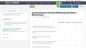 Commitment to Critical Thinking Checklist—Elementary | OER Commons