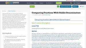 Comparing Fractions With Unlike Denominators | OER Commons