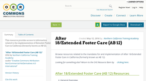 After 18/Extended Foster Care (AB 12) | OER Commons