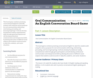 Oral Communication: An English Conversation Board Game | OER Commons