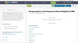 Preparing for a driving test in Basic English in USA | OER Commons