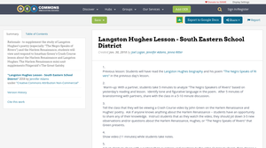 Langston Hughes Lesson - South Eastern School District | OER Commons