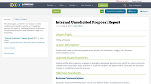 Internal Unsolicited Proposal Report | OER Commons