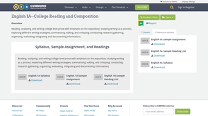 English 1A: College Reading and Composition | OER Commons