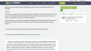Remote Learning Plan: Multiply Fractions with Models 5th Grade | OER ...