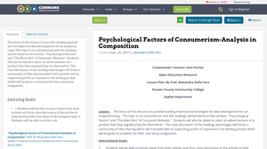 Psychological Factors of Consumerism-Analysis in Composition | OER Commons