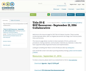 Title IV-E SOP Resources - September 21, 2016 Collaborative | OER Commons