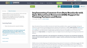 Implementing Common Core State Standards with Open Educational Resources (OER): Support for ...