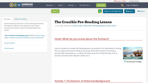 The Crucible Pre-Reading Lesson | OER Commons