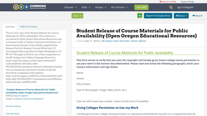 Student Release of Course Materials for Public Availability (Open ...