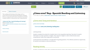 ¿Cómo eres? Rap - Spanish Reading and Listening | OER Commons