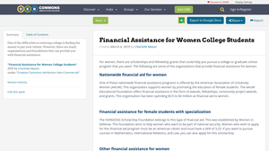 Financial Assistance for Women College Students | OER Commons