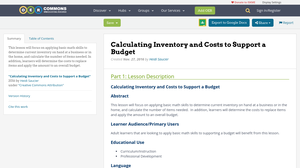 Calculating Inventory and Costs to Support a Budget | OER Commons