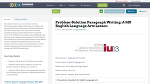 Problem-Solution Paragraph Writing: A MS English Language Arts Lesson ...