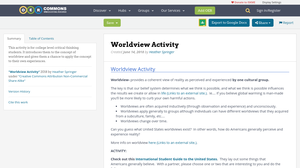 Worldview Activity | OER Commons