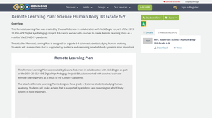 Remote Learning Plan: Science Human Body 101 Grade 6-9 | OER Commons