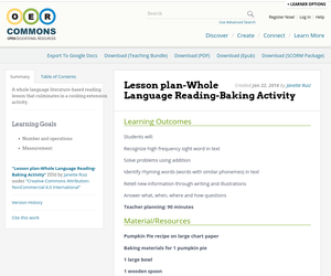 Lesson plan-Whole Language Reading-Baking Activity | OER Commons