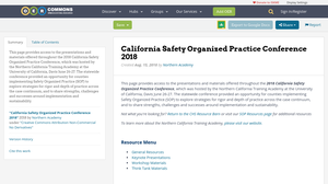 California Safety Organized Practice Conference 2018 | OER Commons