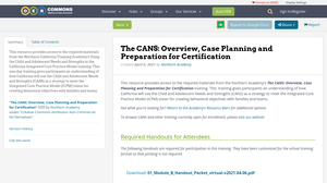 The CANS: Overview, Case Planning and Preparation for Certification ...