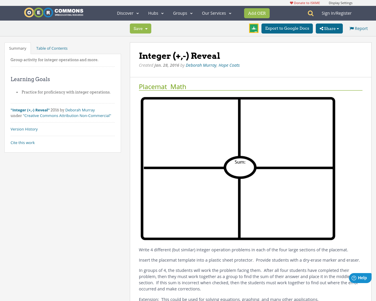 Integer Reveal OER Commons