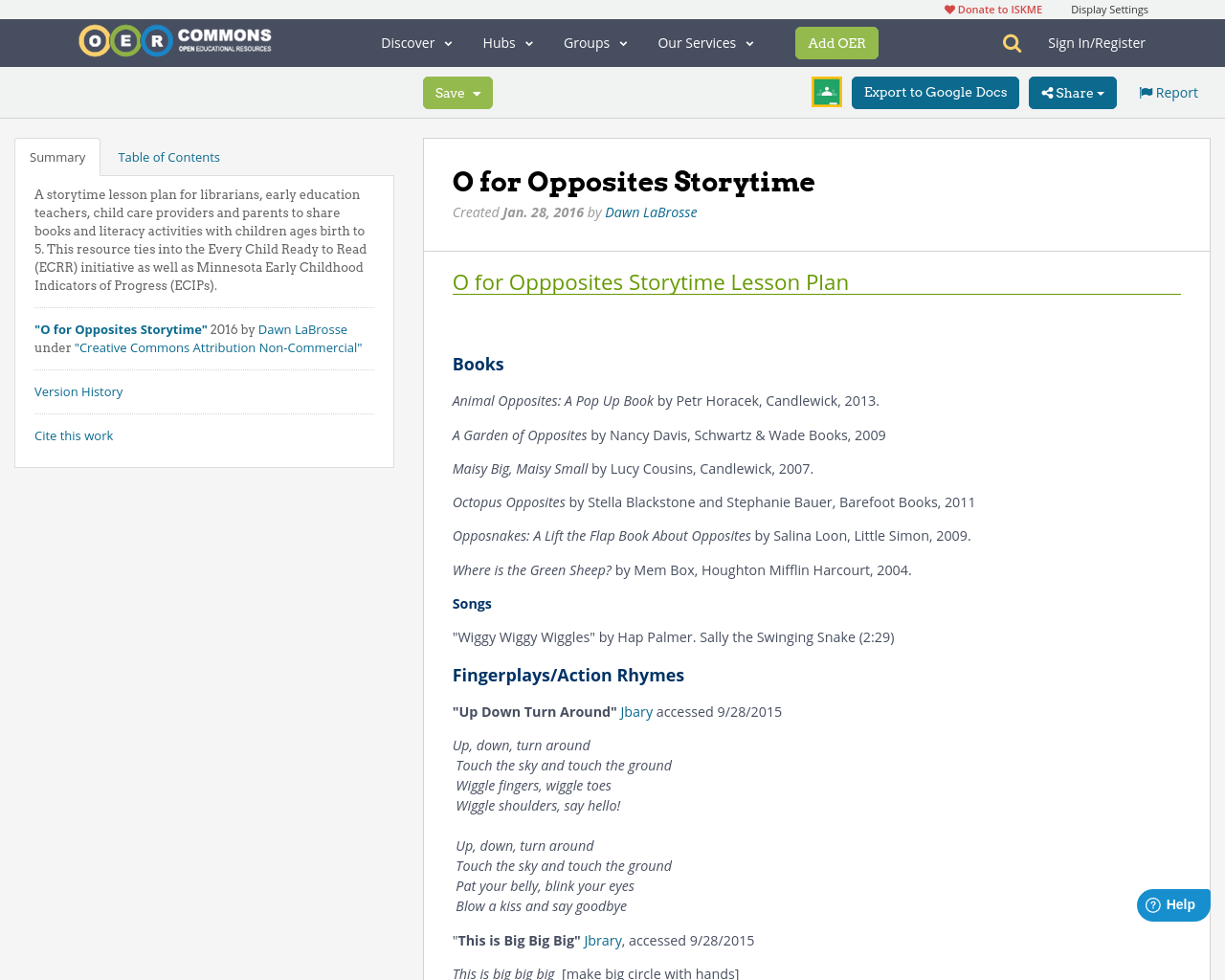 O for Opposites Storytime | OER Commons