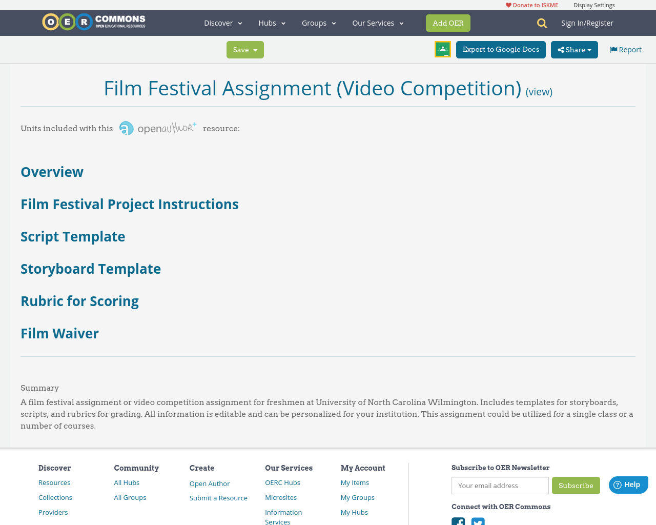Film Festival Assignment (Video Competition) | OER Commons