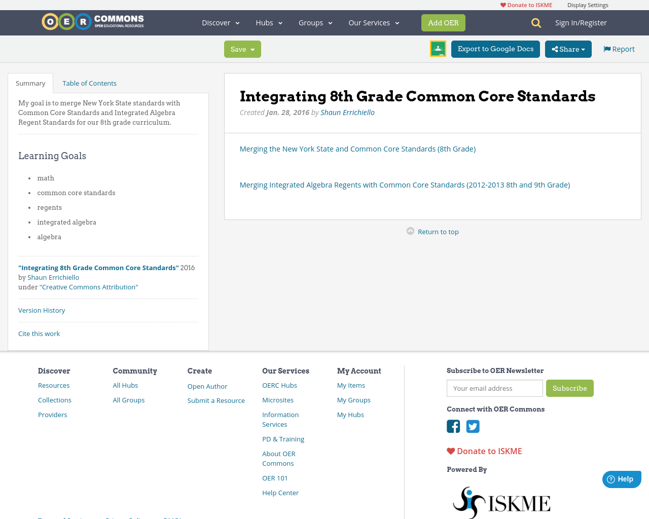 Integrating 8th Grade Common Core Standards | OER Commons