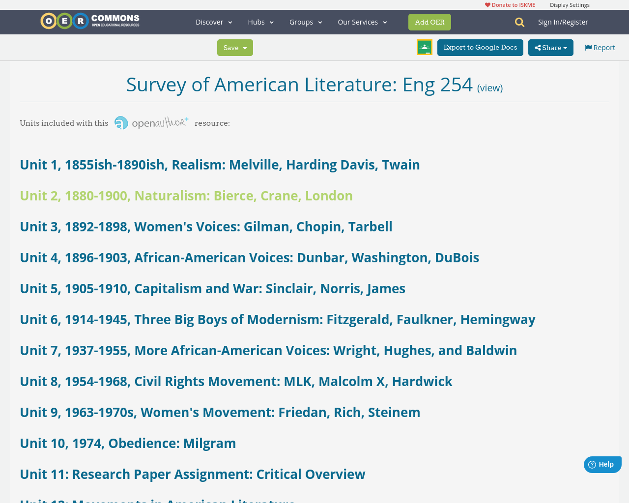 Survey of American Literature: Eng 254 | OER Commons