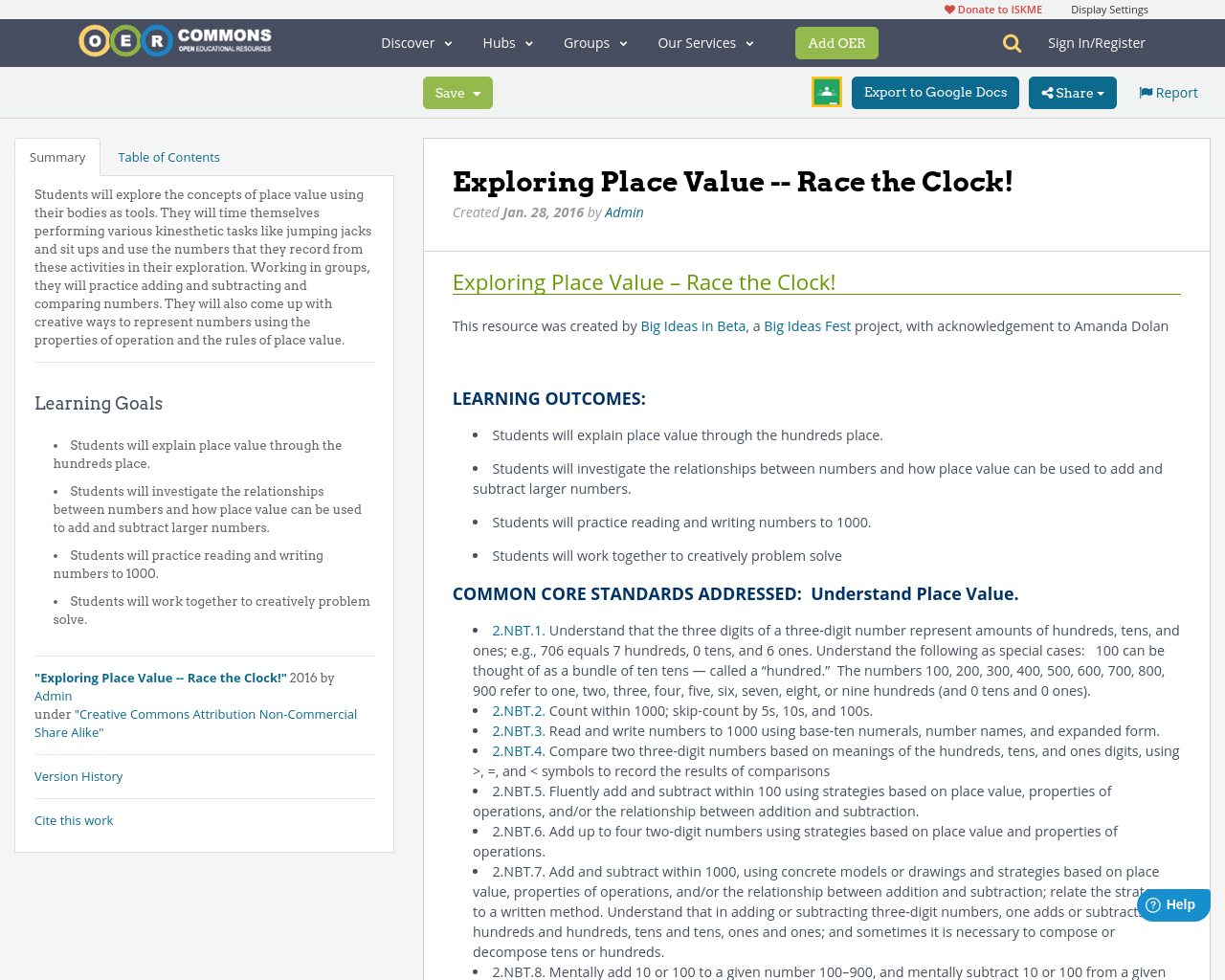 Exploring Place Value -- Race the Clock! | OER Commons