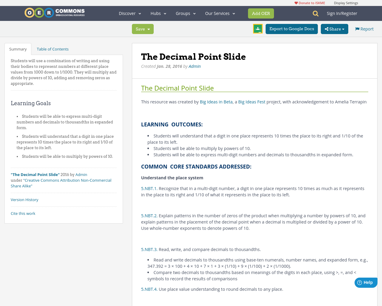 The Decimal Point Slide OER Commons