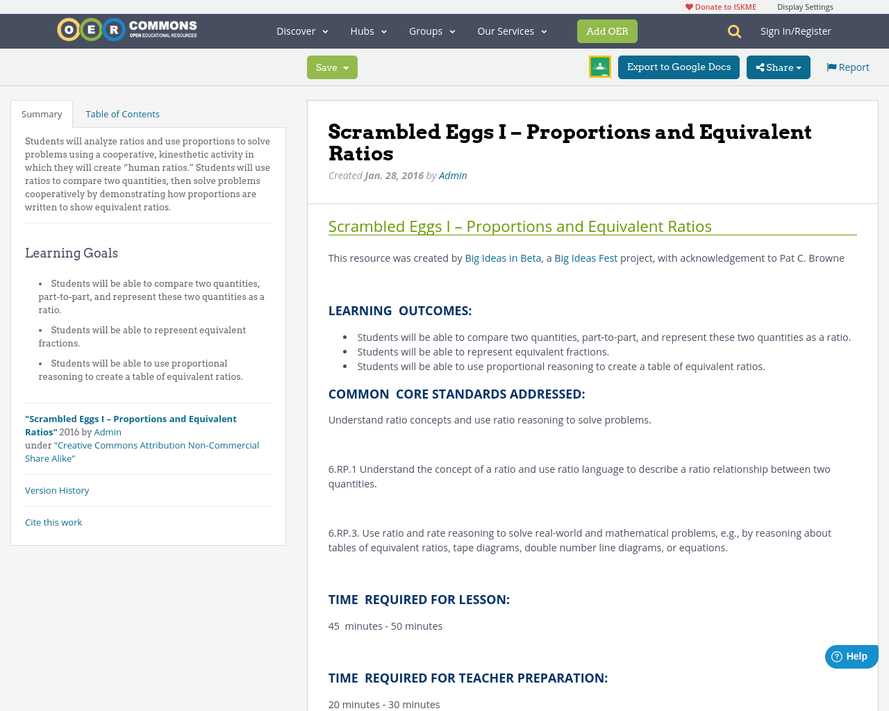 Scrambled Eggs I – Proportions and Equivalent Ratios | OER Commons