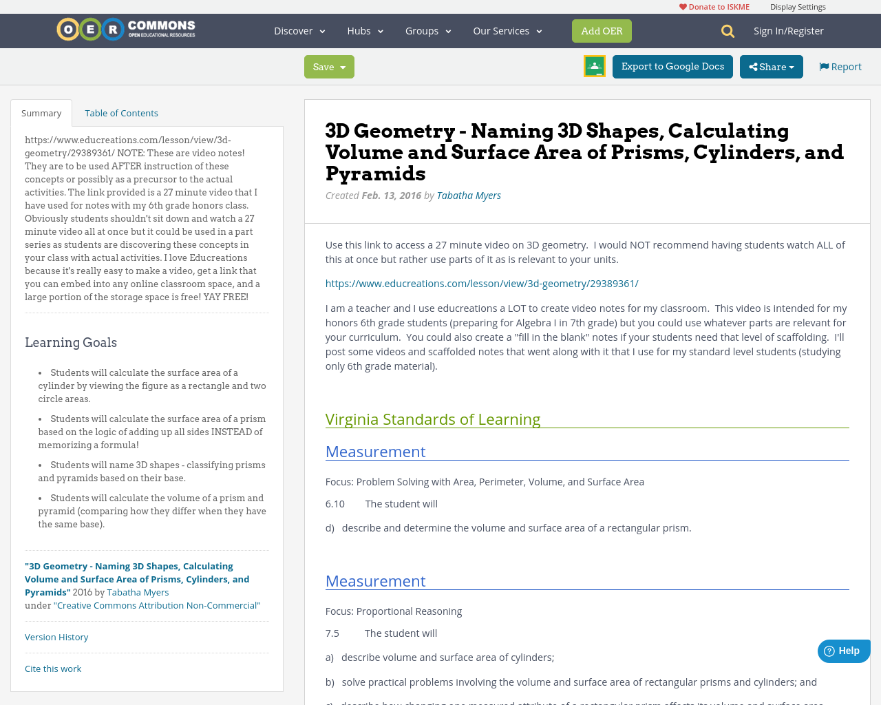 3D Geometry - Naming 3D Shapes, Calculating Volume and Surface Area of Prisms, Cylinders, and ...