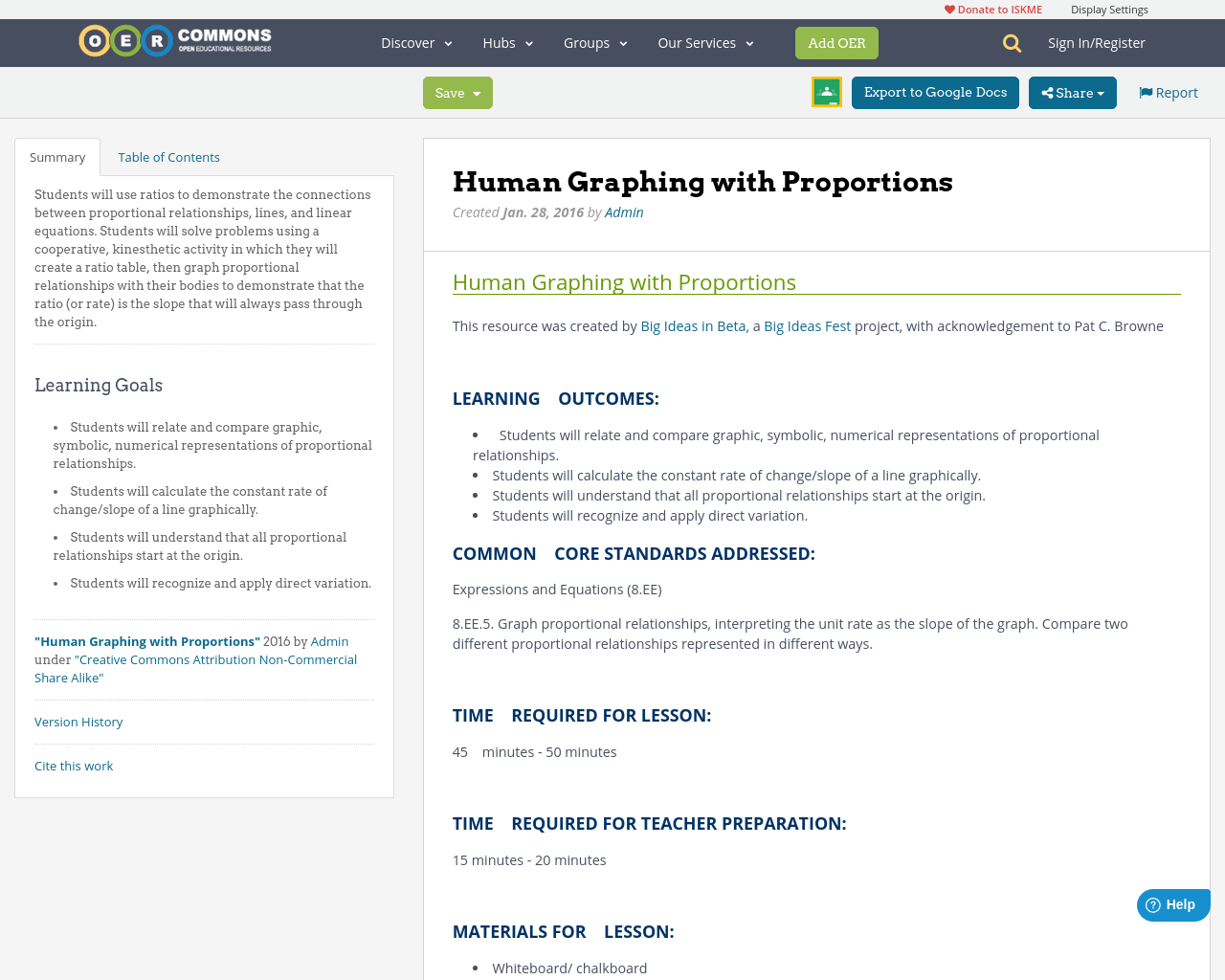 Human Graphing with Proportions | OER Commons