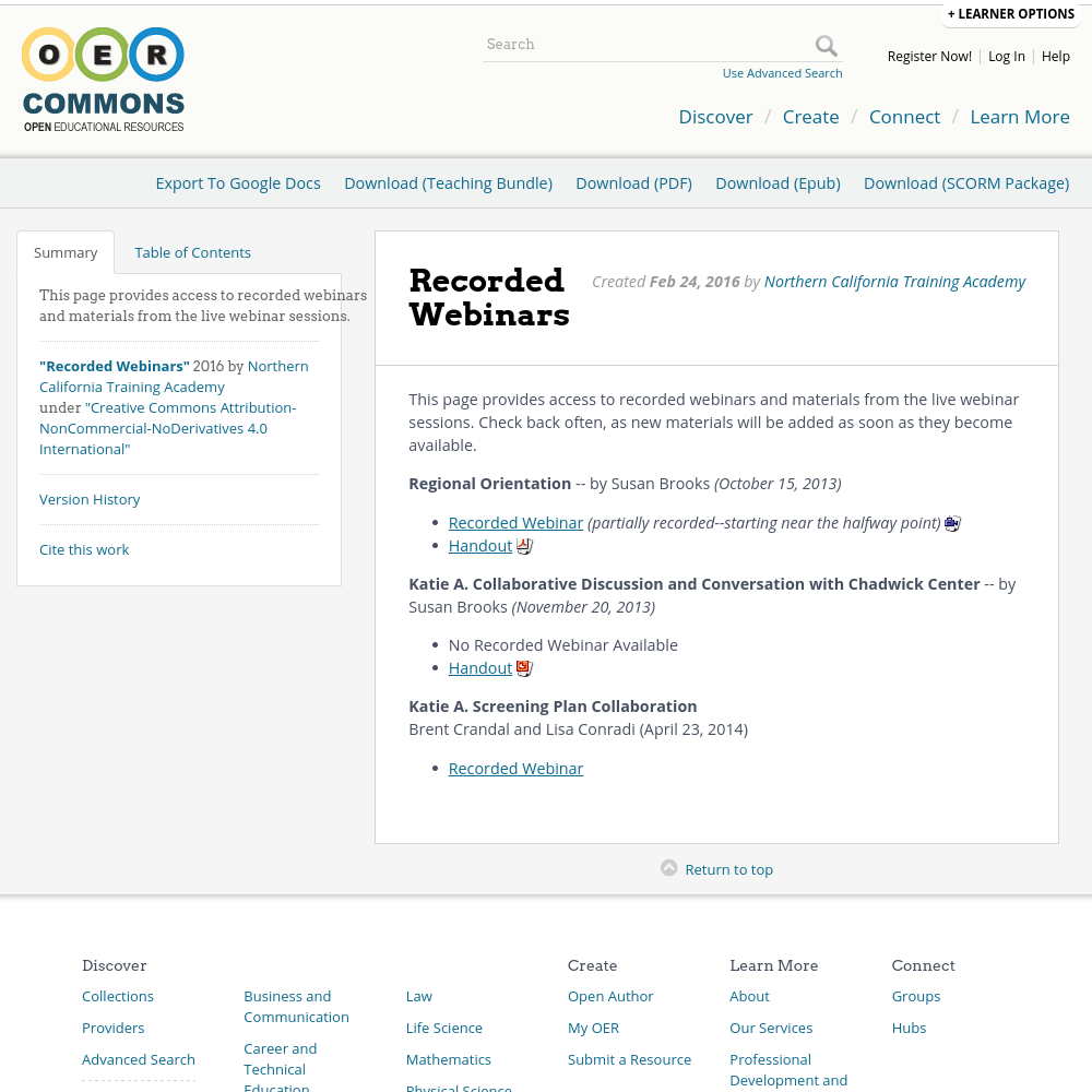 Recorded Webinars | OER Commons