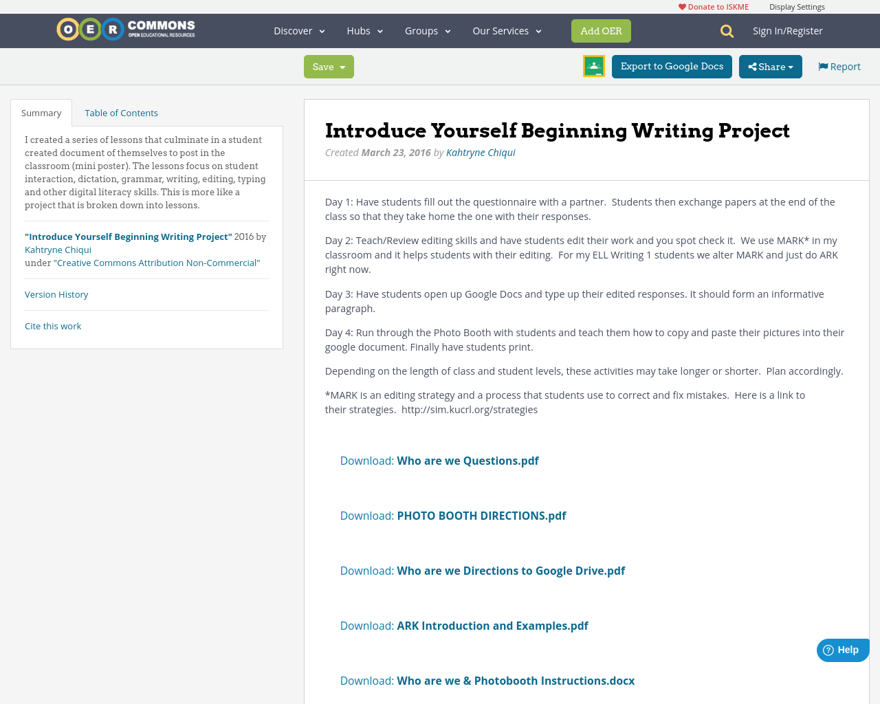 Introduce Yourself Beginning Writing Project | OER Commons
