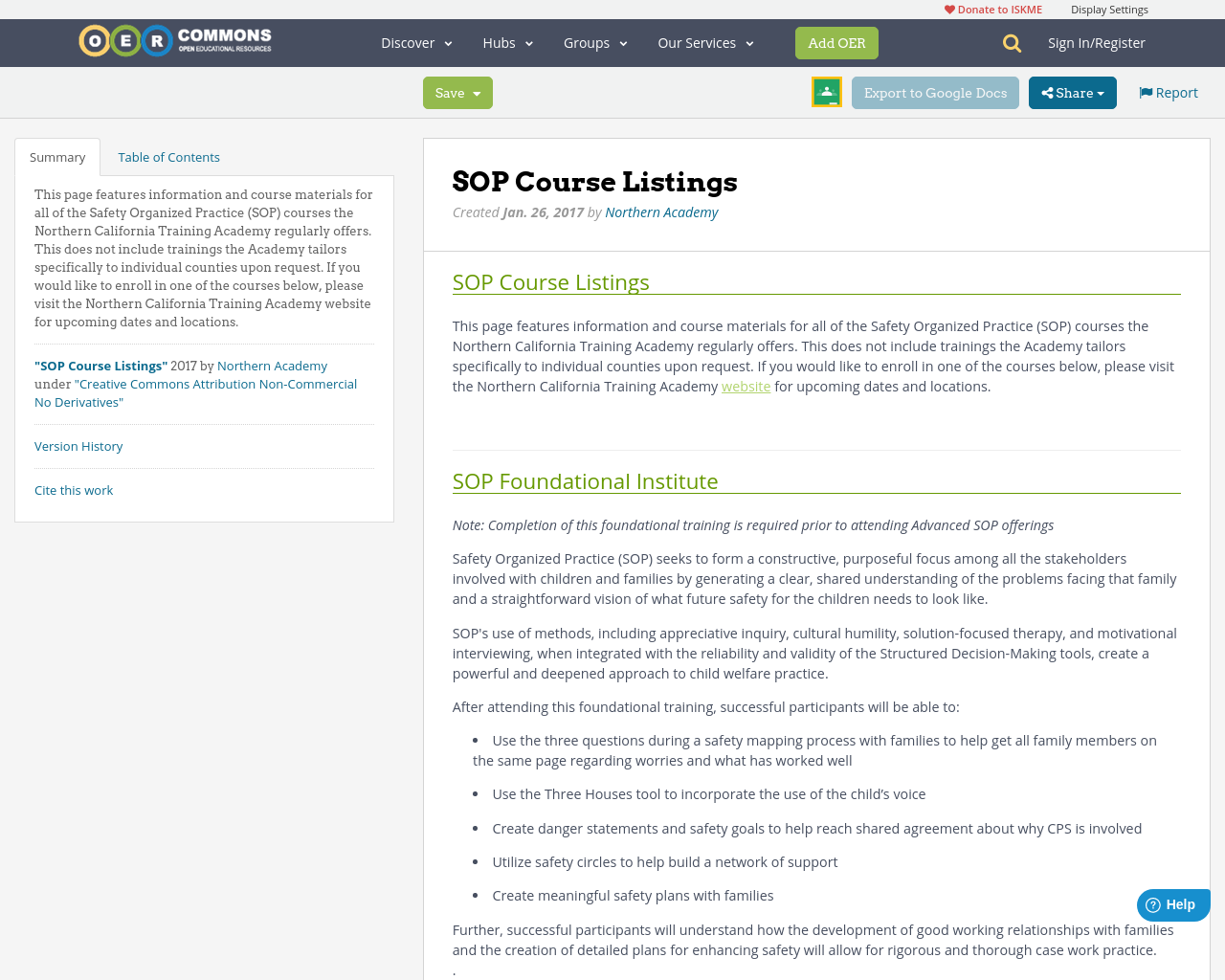 Sop Course Listings Oer Commons