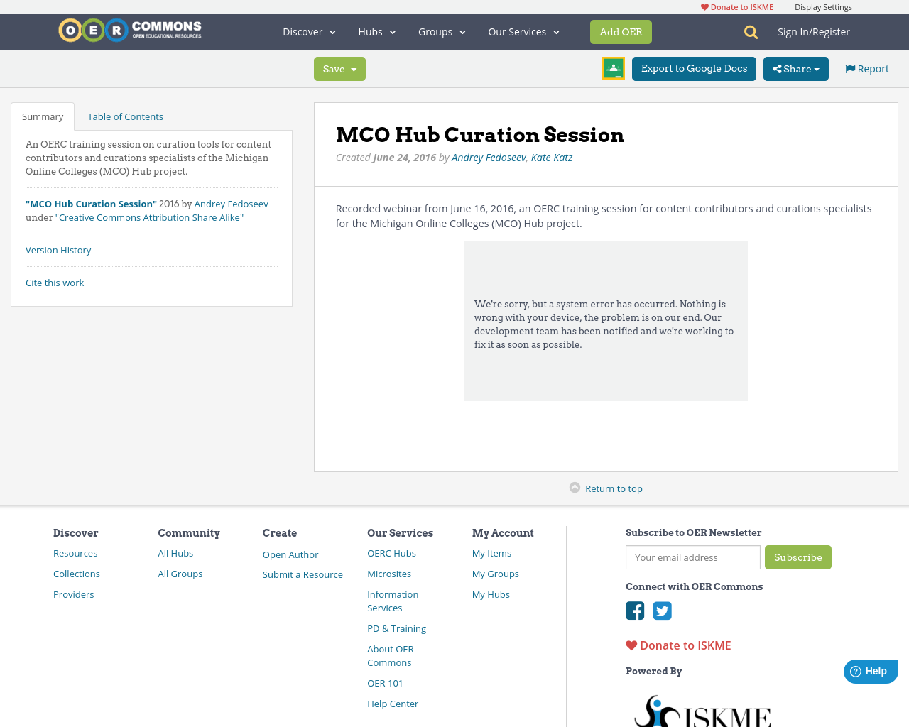 MCO Hub Curation Session | OER Commons
