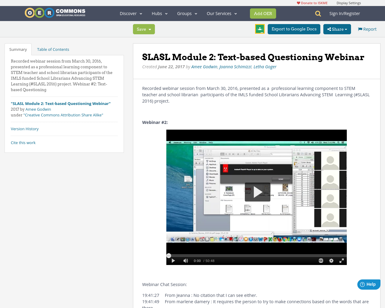 SLASL Module 2 Text based ioning Webinar OER Commons