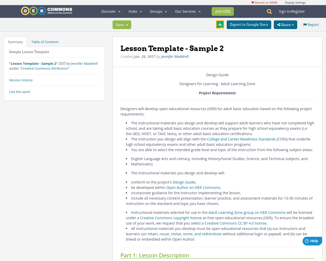 Lesson Template - Sample 2 | OER Commons