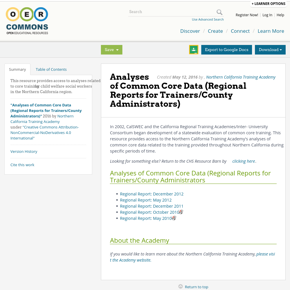 Analyses of Common Core Data (Regional Reports for Trainers/County ...