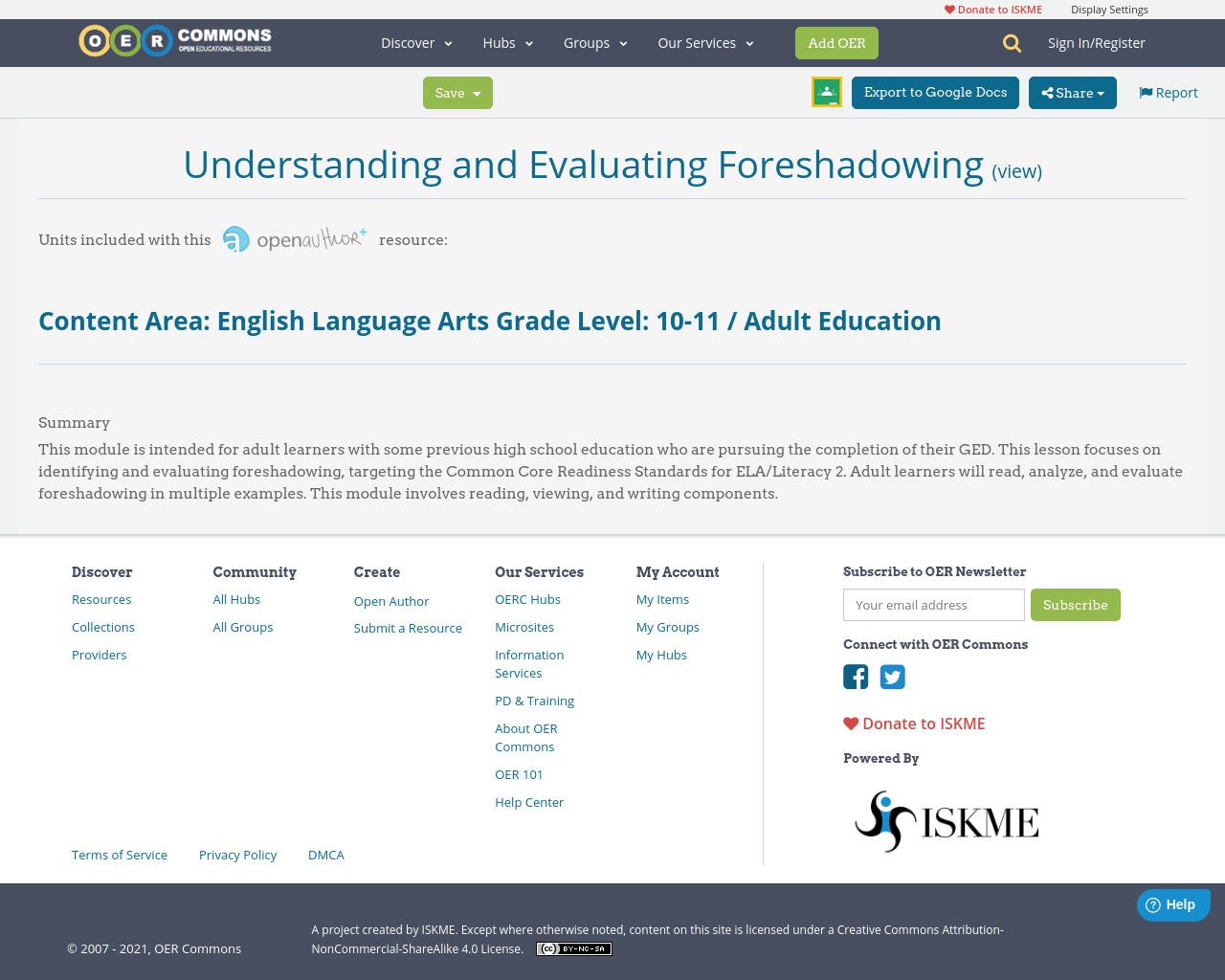 Understanding and Evaluating Foreshadowing | OER Commons