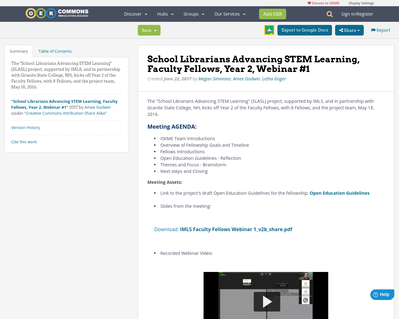 School Librarians Advancing STEM Learning, Faculty Fellows, Year 2, Webinar #1 | OER Commons